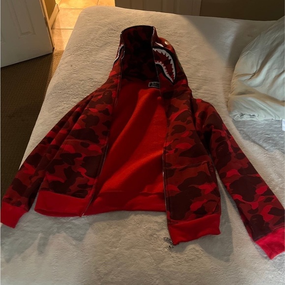 Bape | Jackets & Coats | Red Bape Hoodie | Poshmark